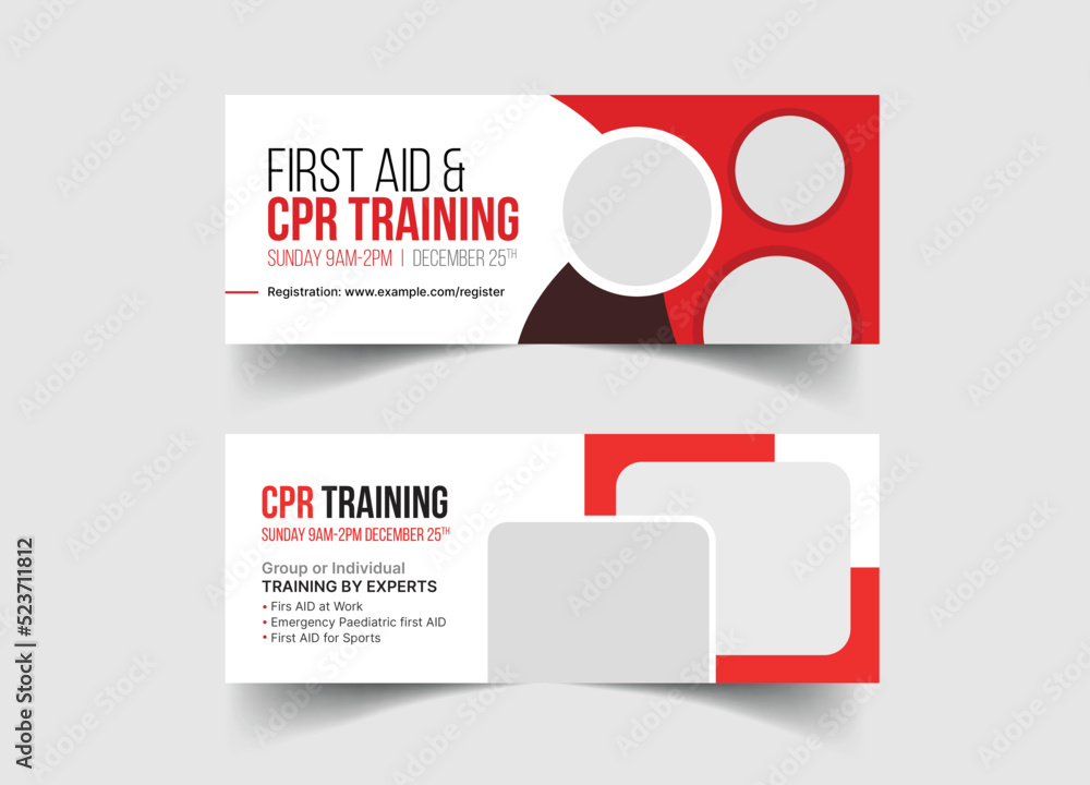 Vetor de CPR training timeline covers templates with first aid course ...