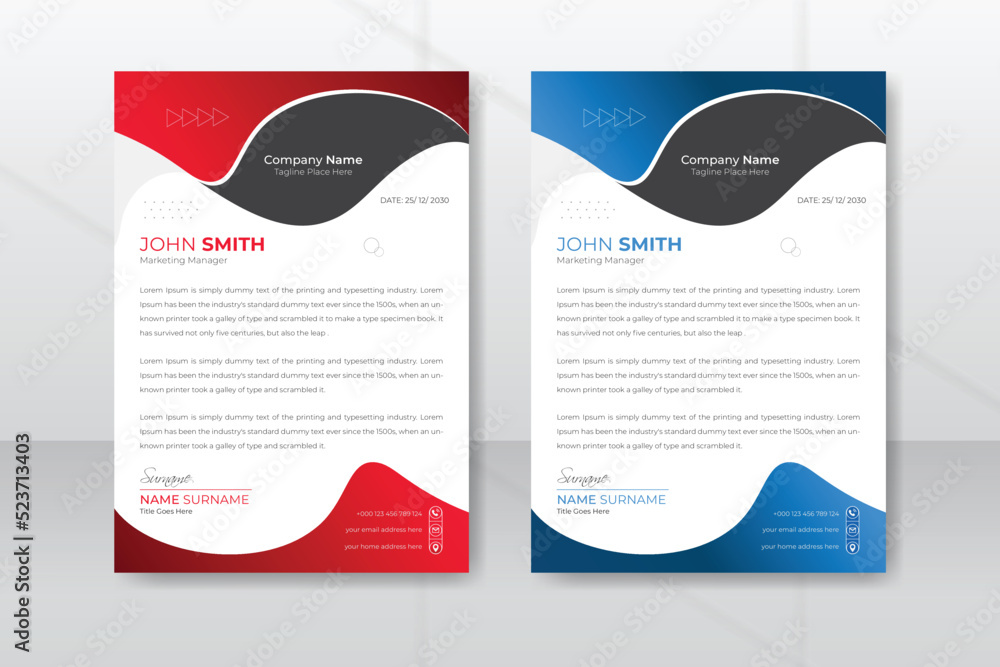 corporate and creative company business letterhead template design ...