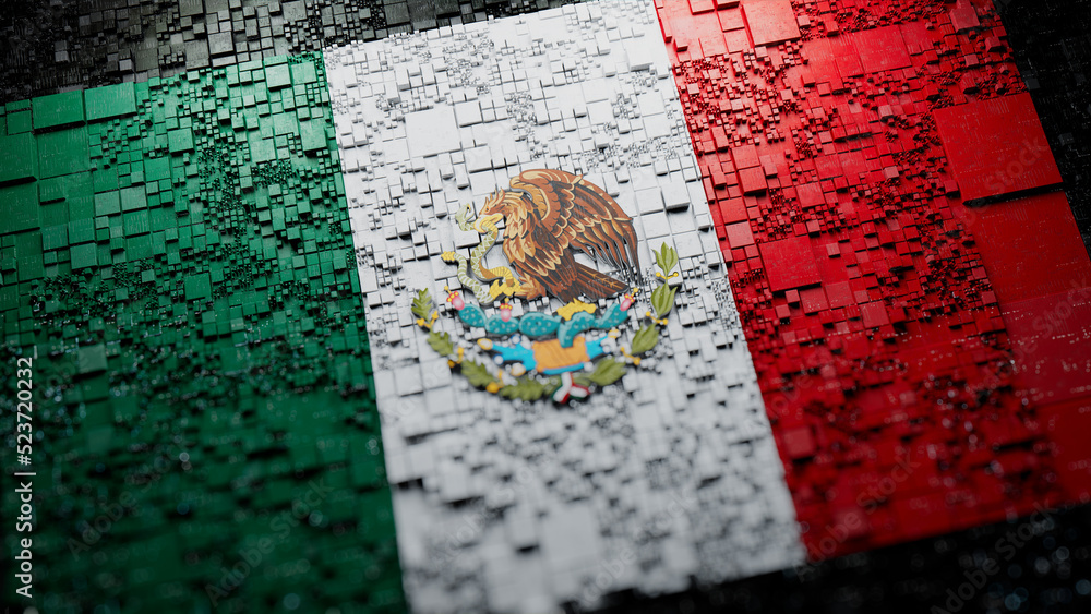 Mexican Flag rendered as Futuristic 3D blocks. Mexico Network Concept ...