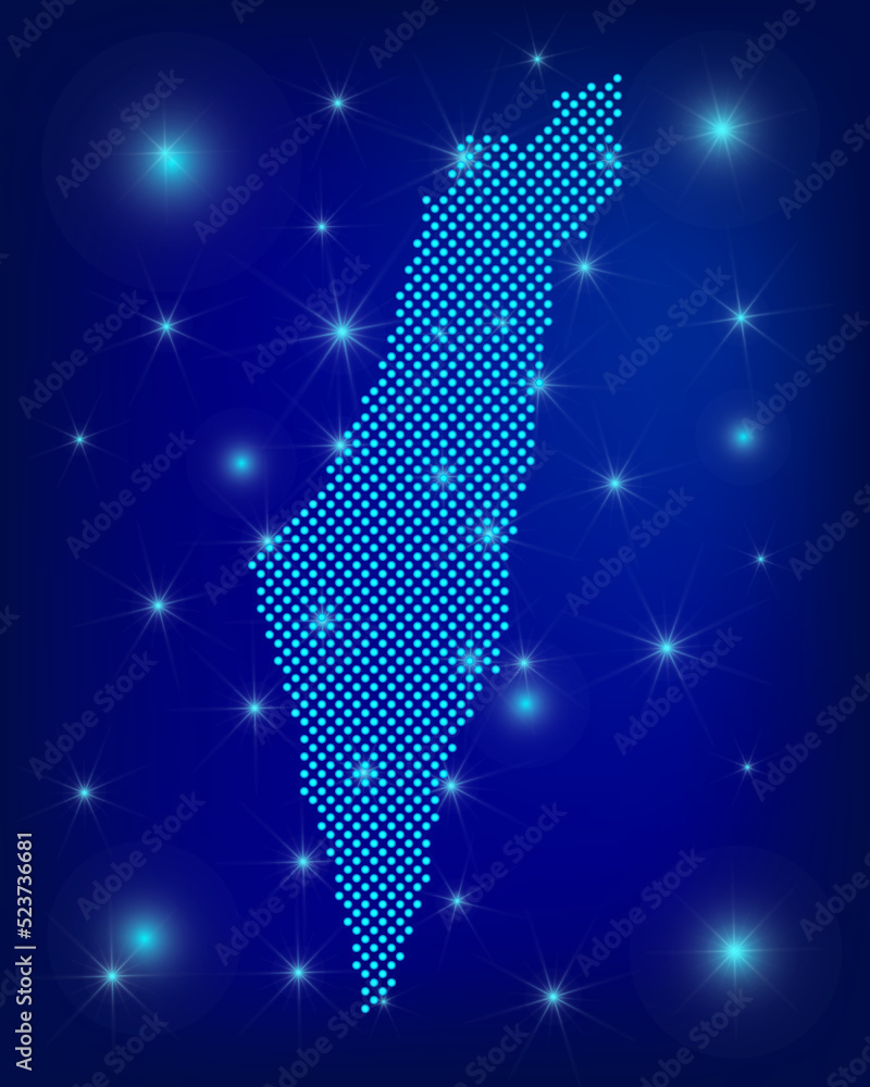 Israel map in blue. Dotted map. Dots State of Israel map with ...