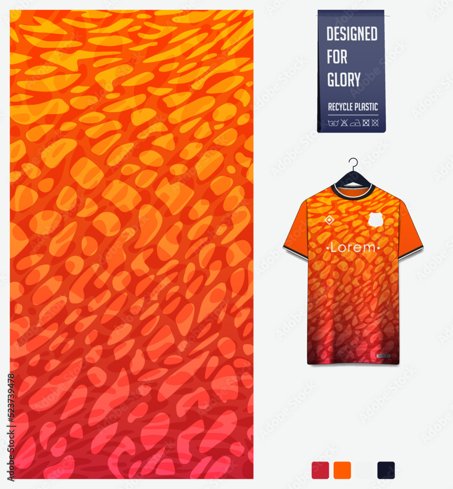 Soccer jersey pattern design. Fluid pattern on orange background for ...