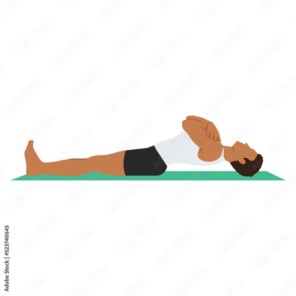 Man doing fish pose matsyasana exercise. Flat vector illustration ...