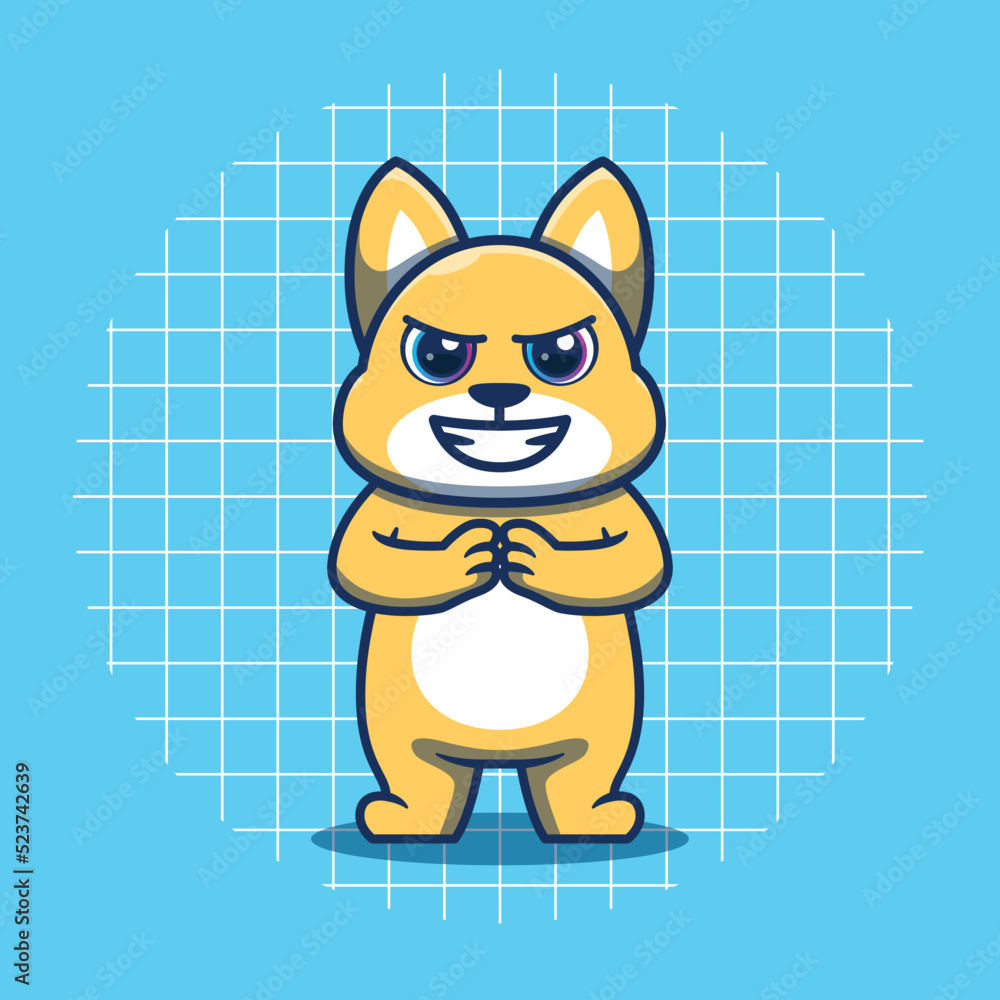 Cute dog mascot with evil expression vector illustration. Flat cartoon ...