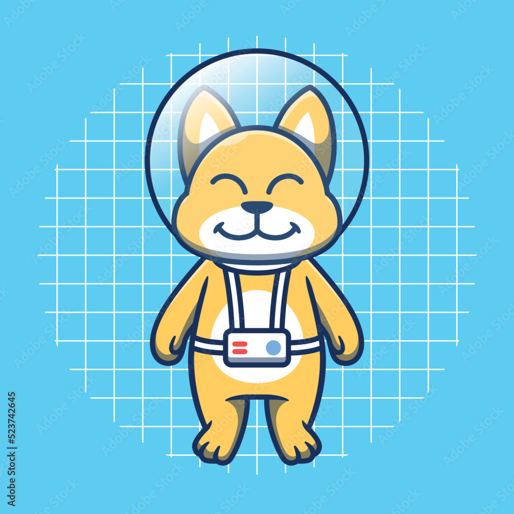 Cute dog mascot astronaut costume vector illustration. Flat cartoon ...