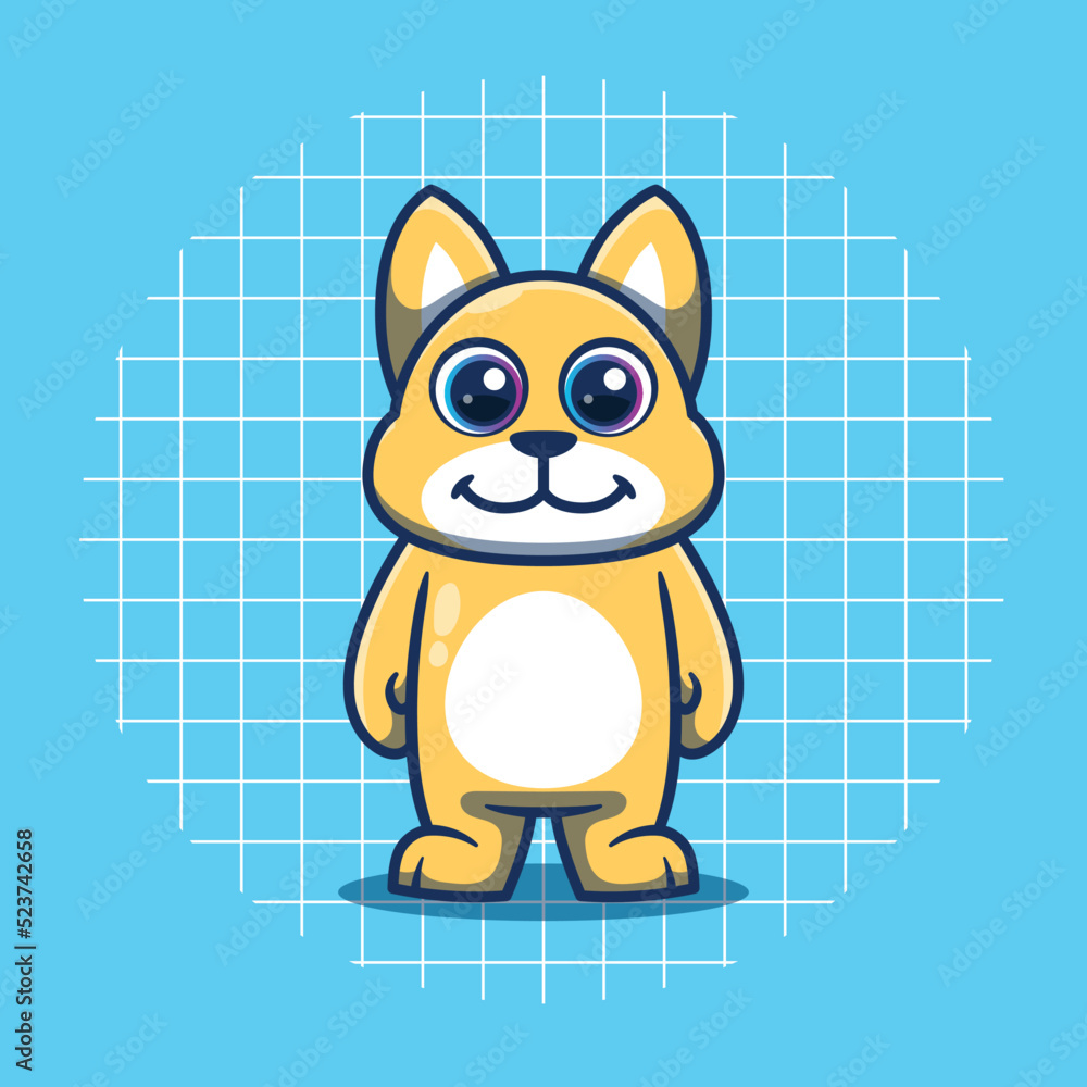Cute yellow dog mascot vector illustration. Flat cartoon style. Stock ...