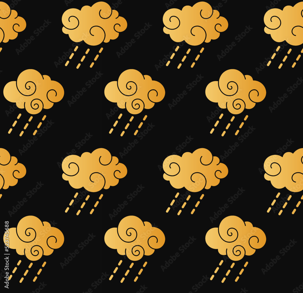 Golden clouds in Chinese style. Seamless pattern for phone wallpaper ...