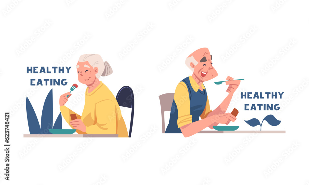 Dementia disease prevention tips set. Healthy eating cartoon vector ...