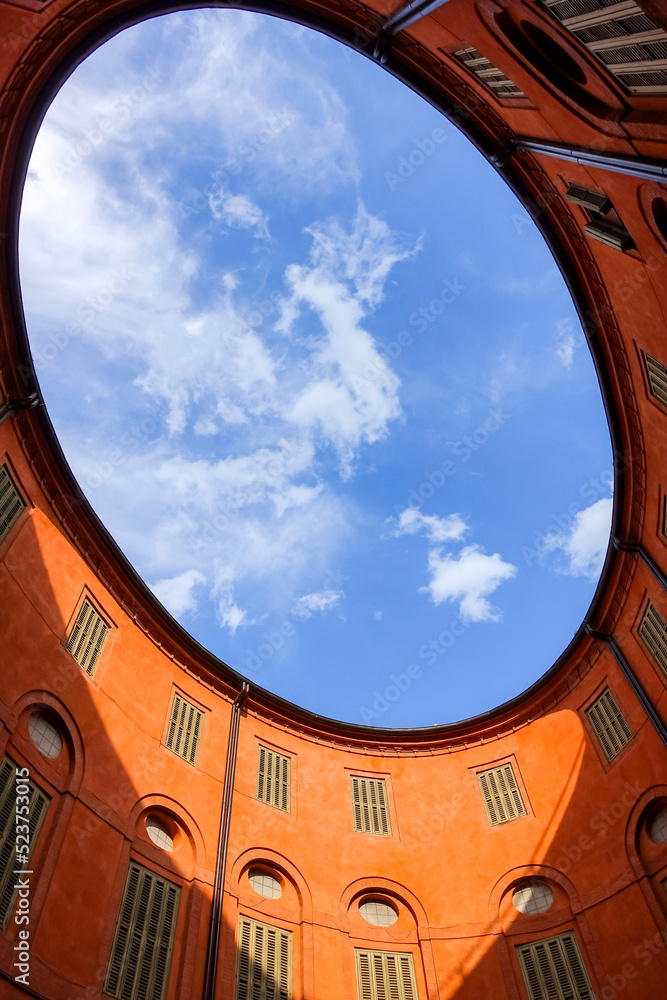 Oval roof of a round building as a commercial real estate and property ...