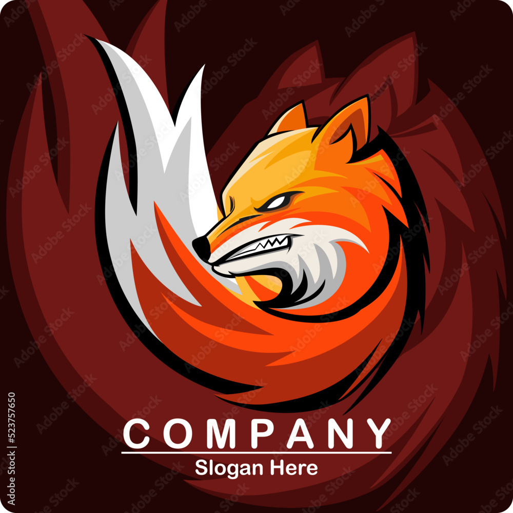 Wolf, Fox Mascot E-Sports Logo Design Vector. fox mascot logo design ...