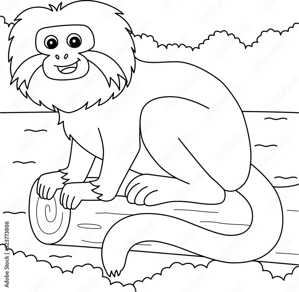 Tamarin Animal Coloring Page for Kids Stock Vector | Adobe Stock