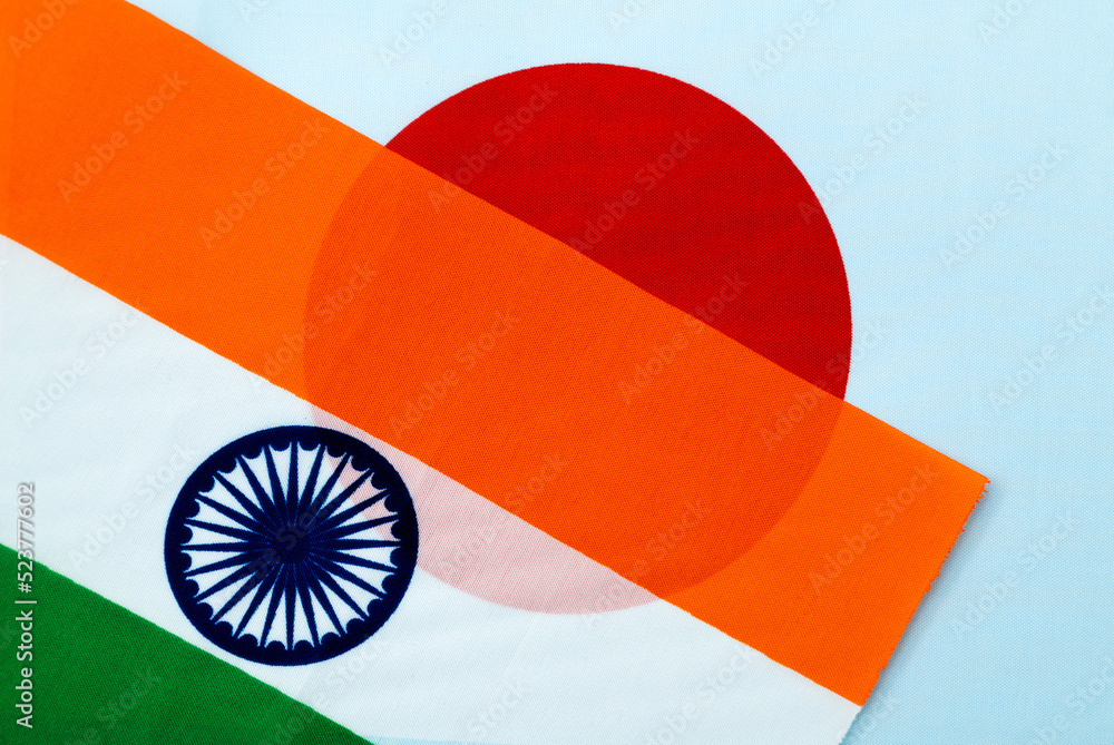 Japanese and Indian national flags together Stock Photo | Adobe Stock