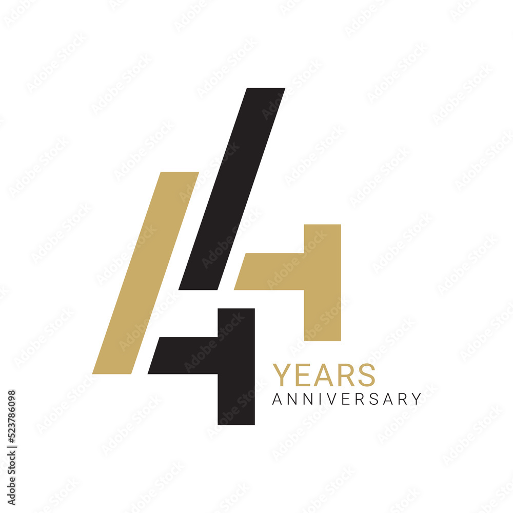 44th, 44 Years Anniversary Logo, number, Golden Color, Vector Template ...