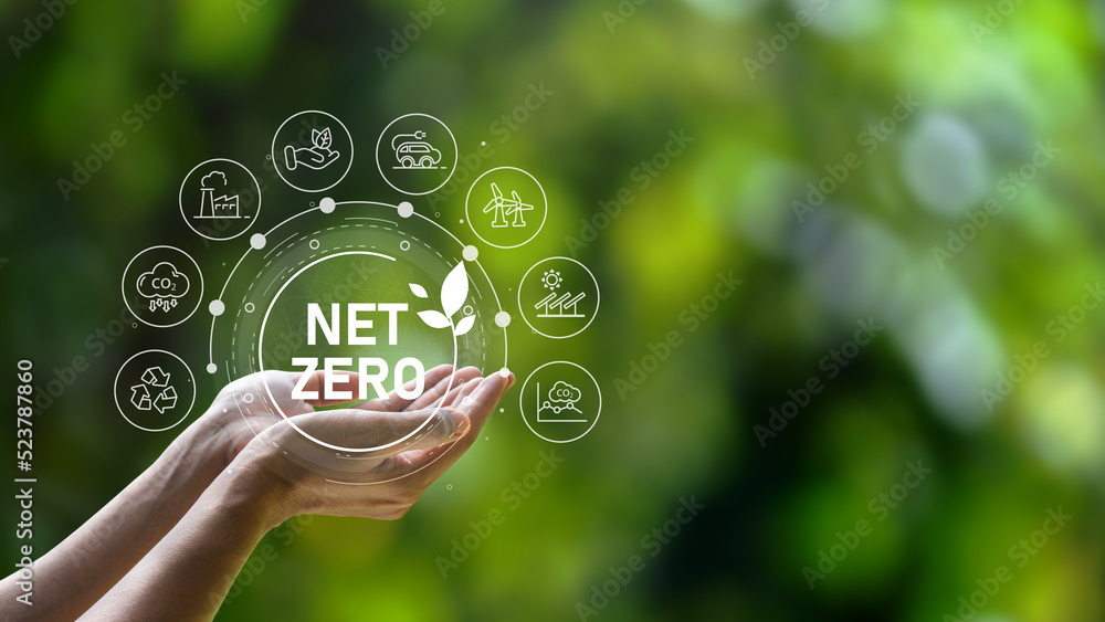 The concept of carbon neutral and net zero. natural environment A ...