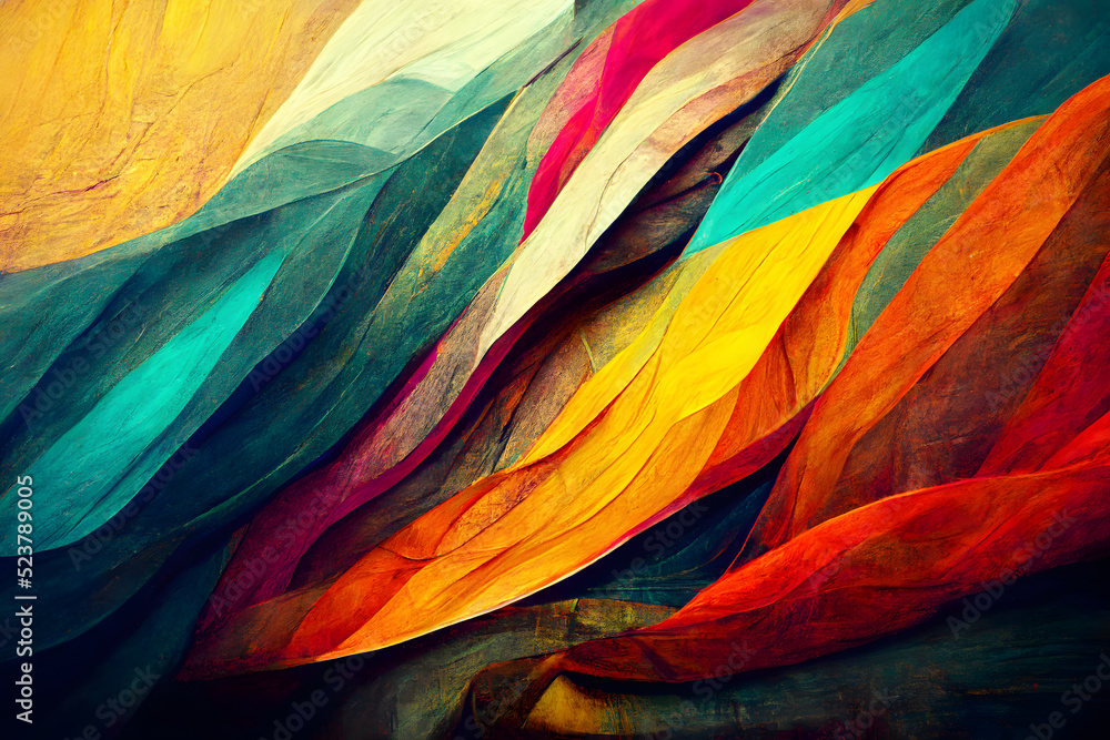 colorful abstract painting-like feathers background, neural network ...