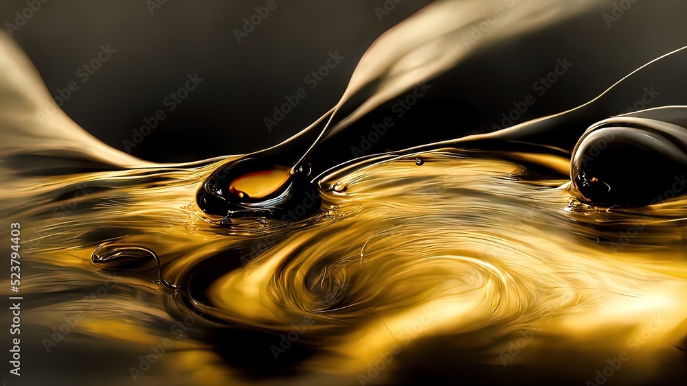 Liquid gold, melted gold and black background, golden abstract 4k ...