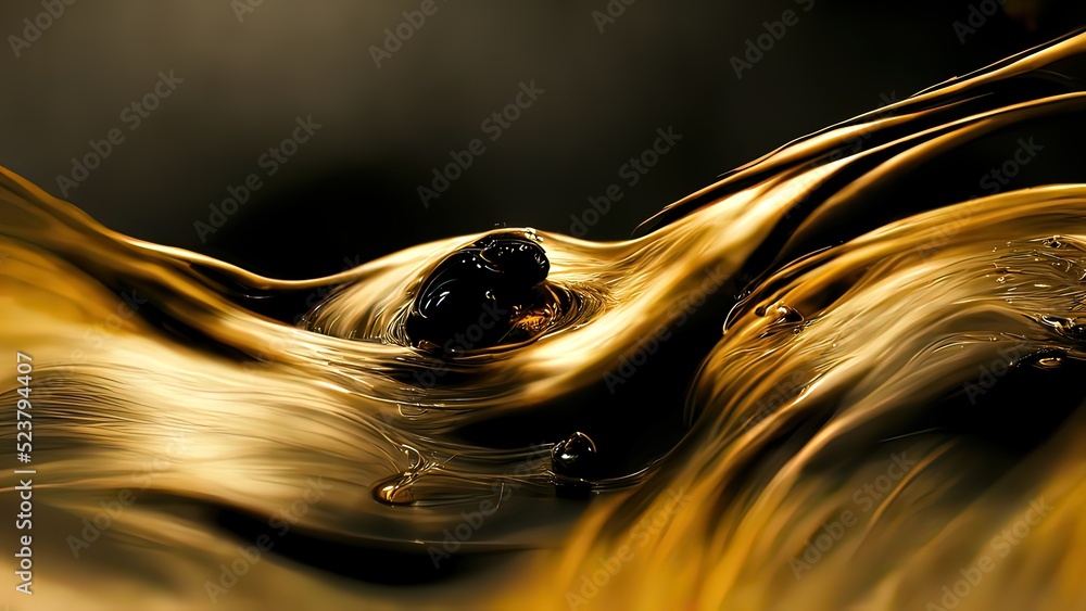 Liquid gold, melted gold and black background, golden abstract 4k ...