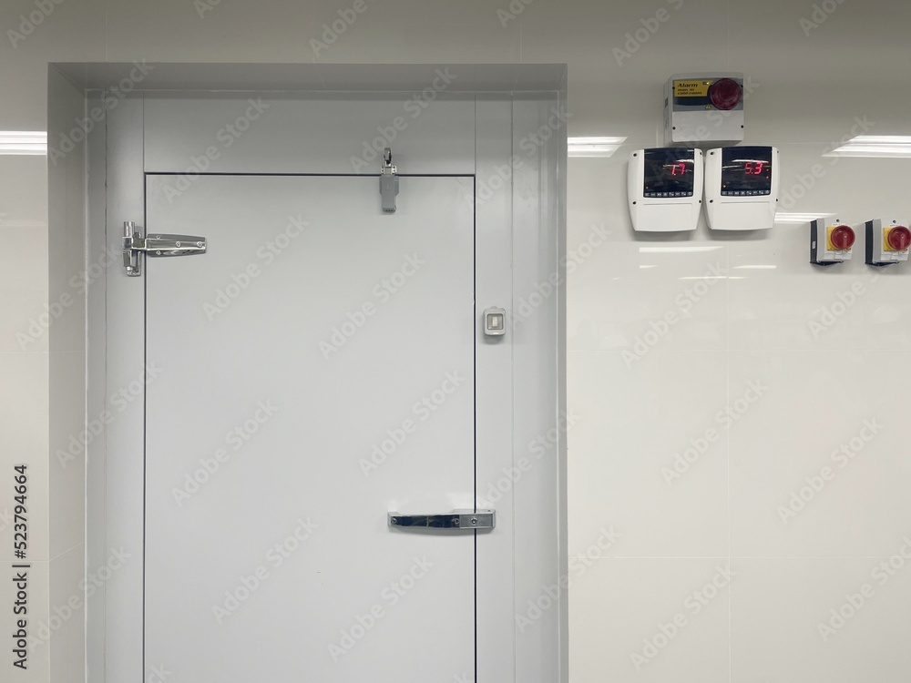 Front of chiller Cold room and Freezer Cold room for food storage Stock ...