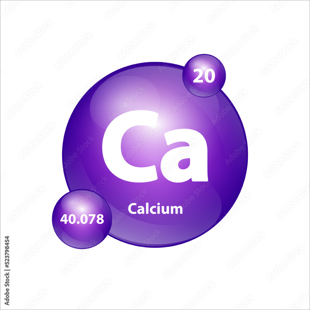 Calcium (Ca) icon structure chemical element round shape circle purple ...