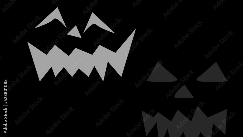 An animation of scary smiles in the dark. Screamers on transparent ...