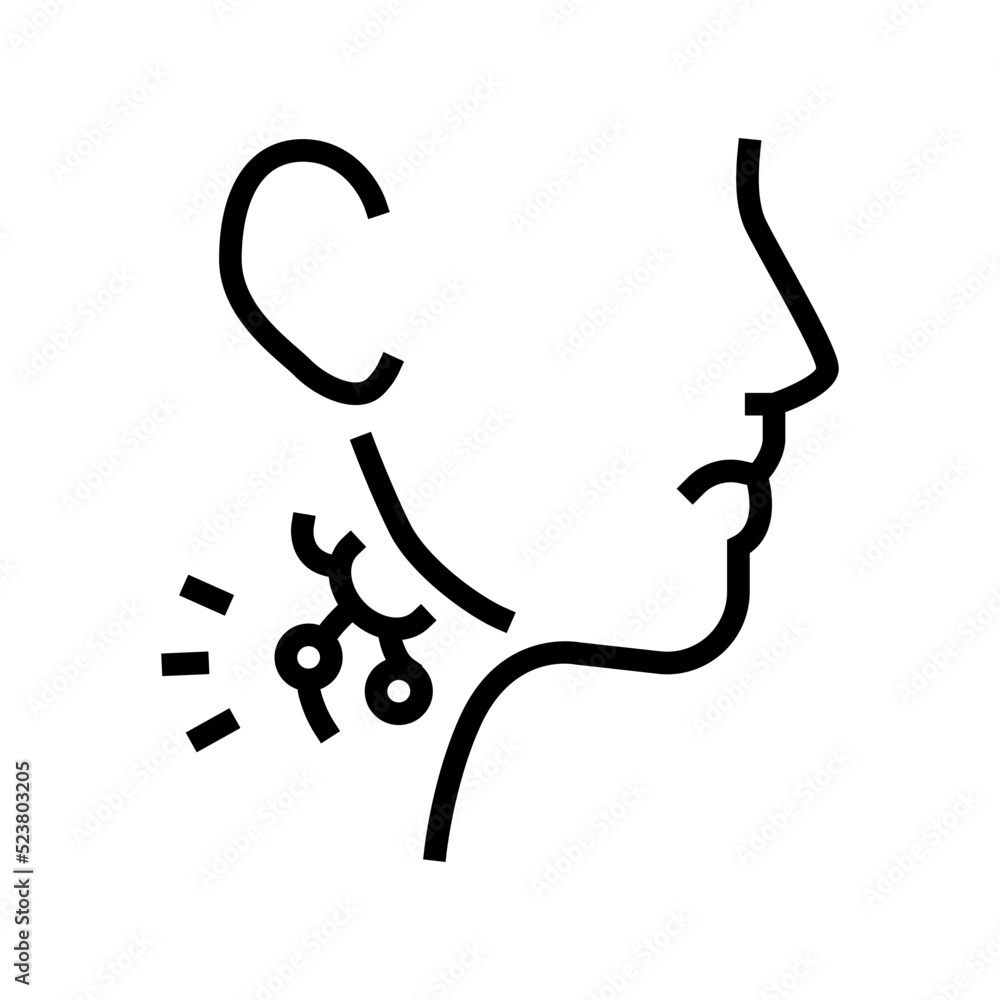 swollen lymph glands hiv symptom line icon vector illustration Stock ...