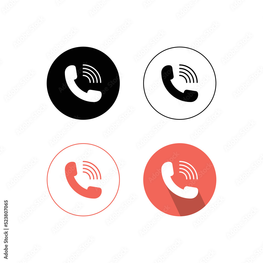 Phone icon vector. Home Line Phone Icon Collection in 4 Styles vector ...