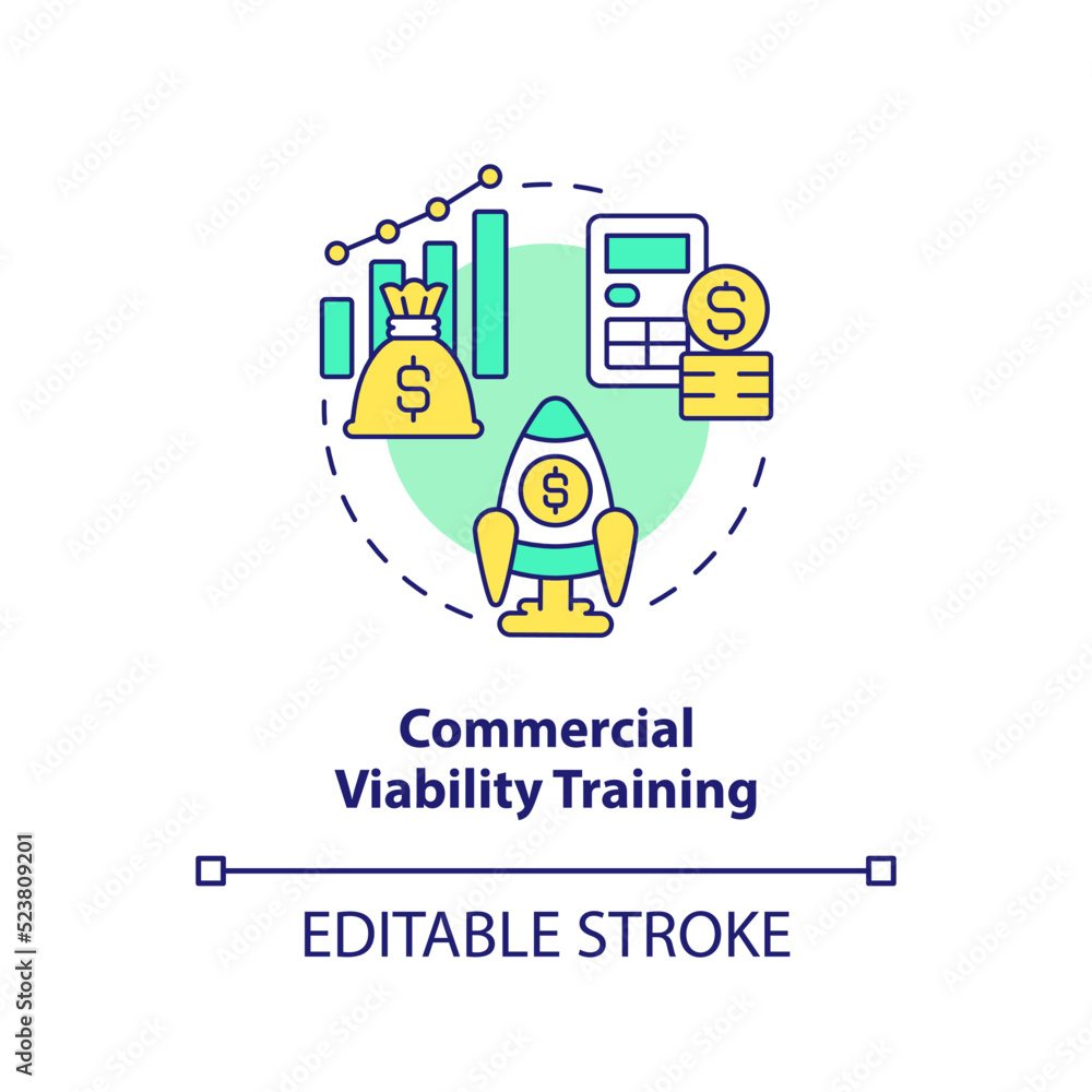 Commercial viability training concept icon. Startup funding source ...