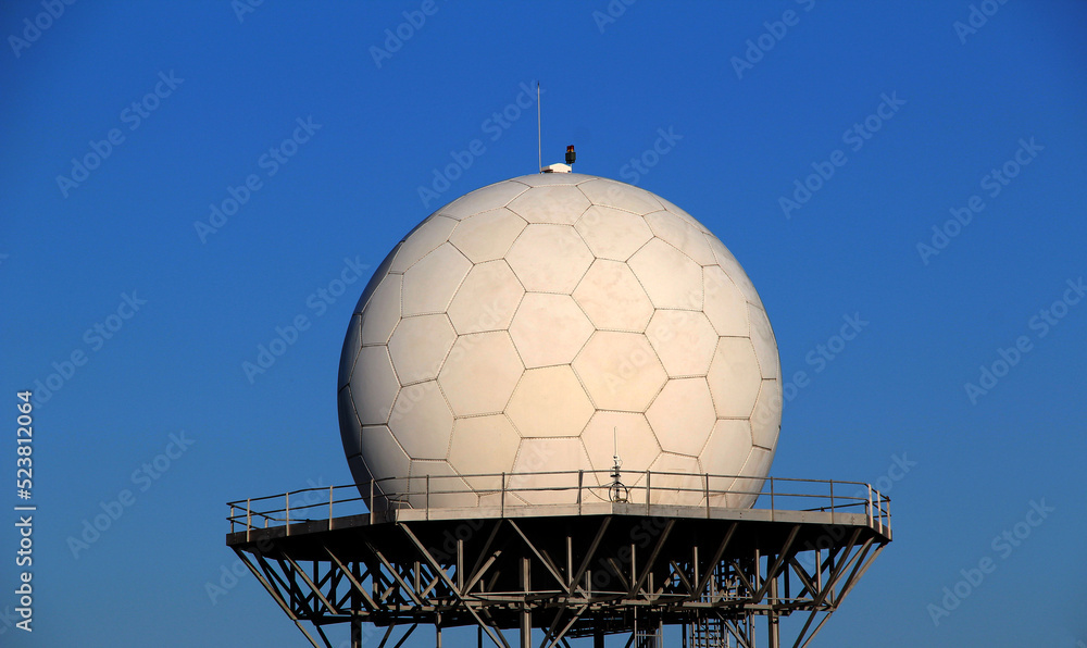 White spherical radar for satellites receiving on a metal structure ...