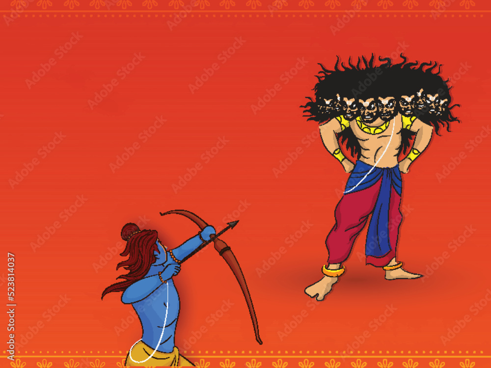Hindu Mythology Lord Rama Killing To Demon Ravana, Dussehra Festival ...