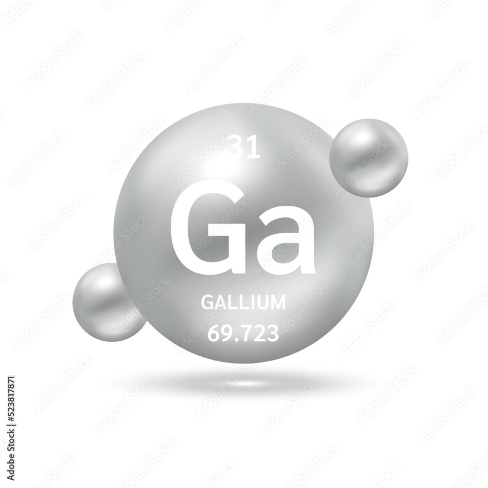 Vecteur Stock Gallium molecule models silver and chemical formulas ...