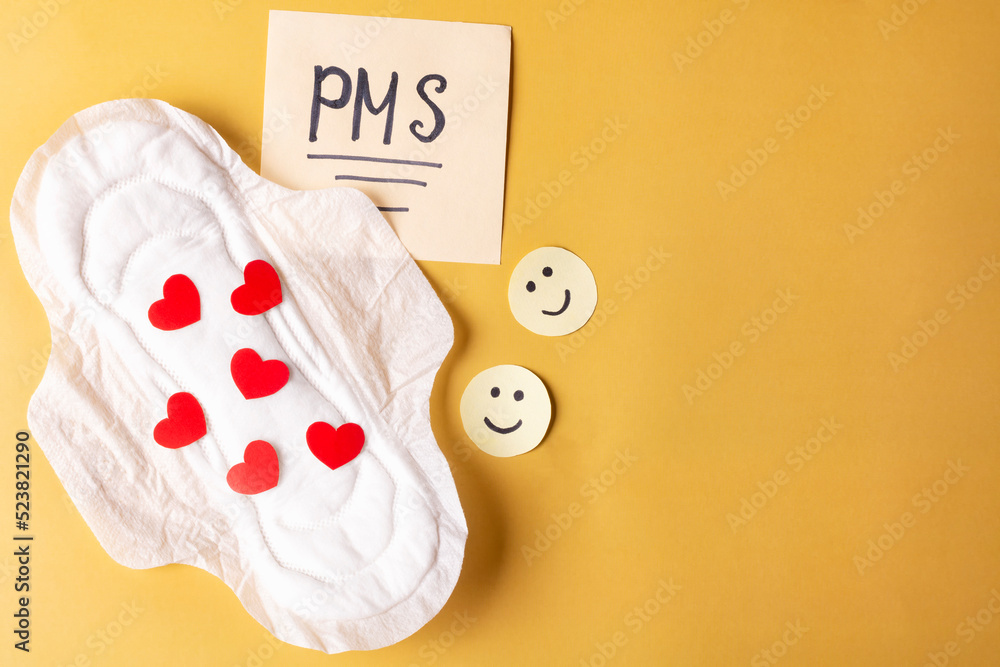 Women's Menstrual pads (sanitary napkin) with red hearts, PMS ...