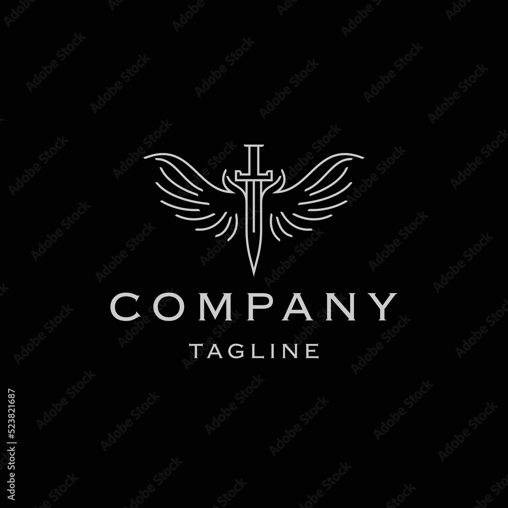 Sword wing line logo icon design template flat vector Stock Vector ...