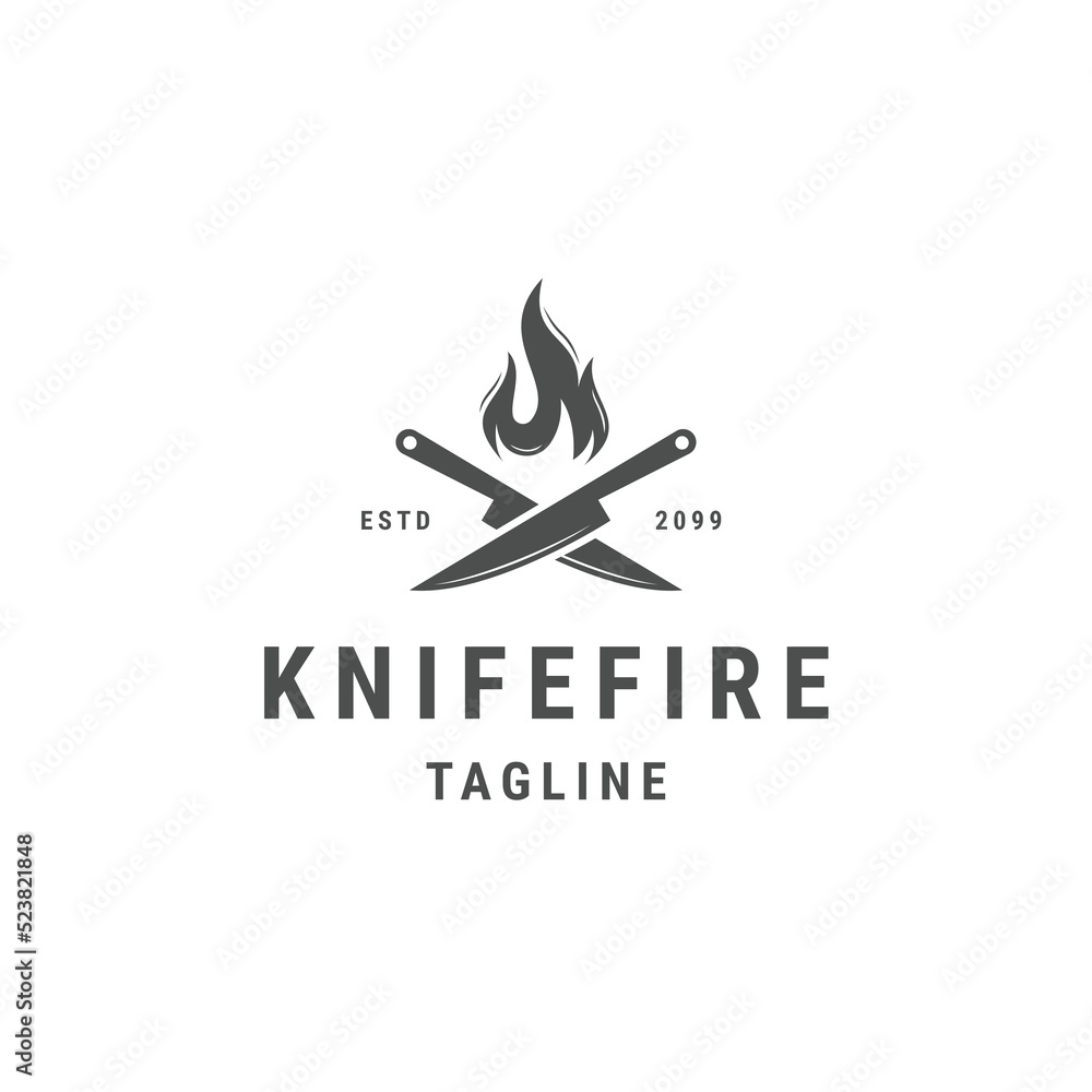 Knife fire logo design template flat vector Stock Vector | Adobe Stock