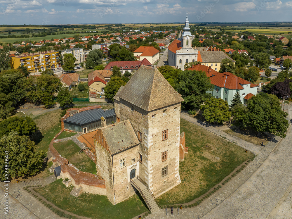 Hungary - Aerial view of Simontornya castle in Tolna county, gothic ...