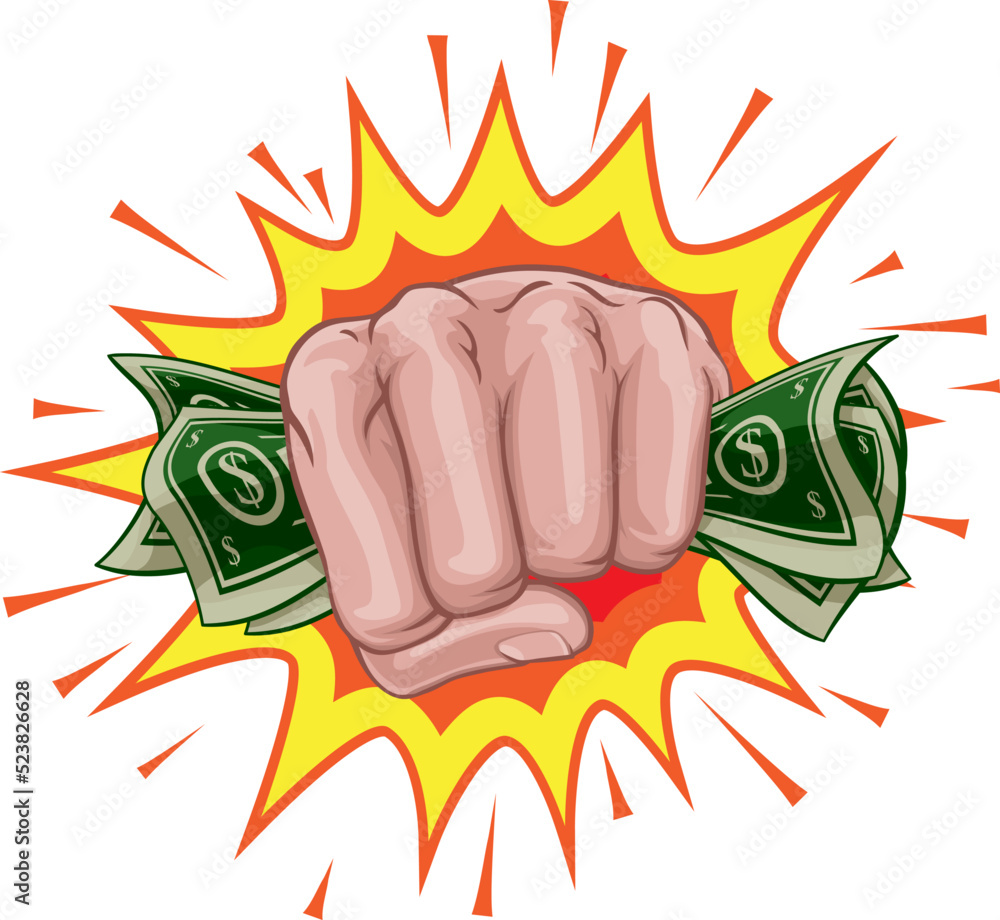 Money Cash Fist Hand Comic Pop Art Cartoon Stock Vector | Adobe Stock