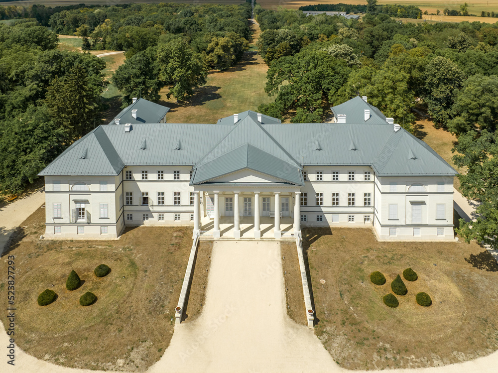 Hungary - Dég - Aerial view about Festetics Castle, this is the only ...