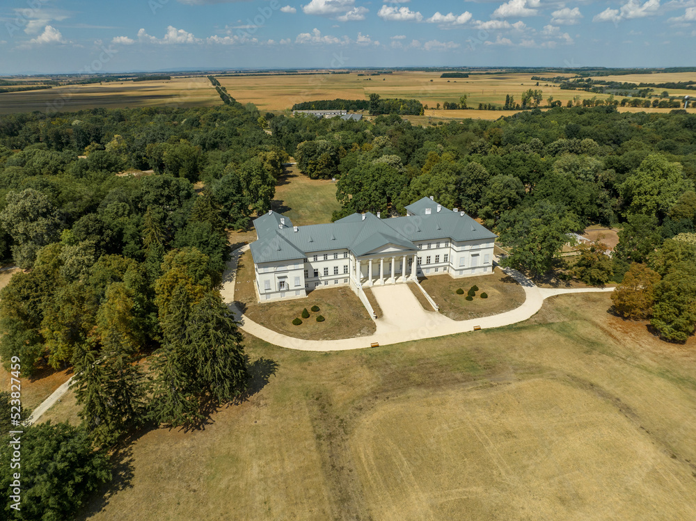Hungary - Dég - Aerial view about Festetics Castle, this is the only ...