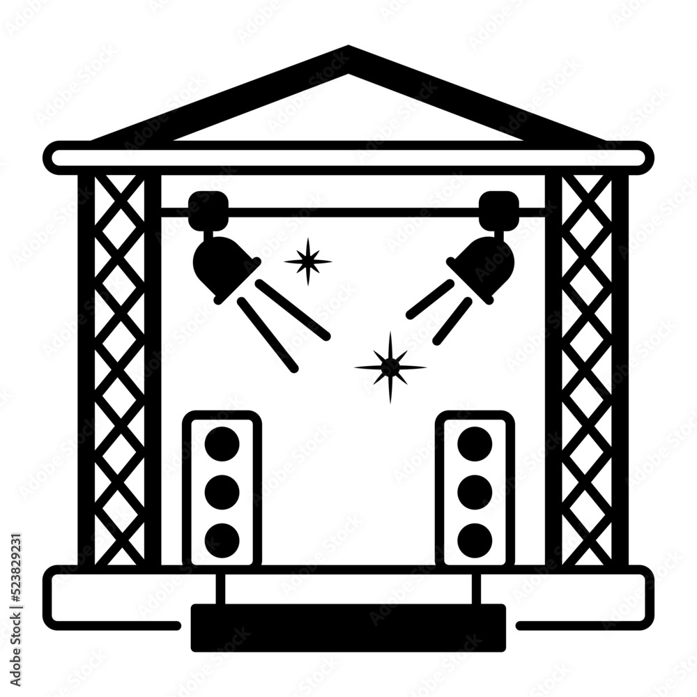 platform stage with spot lights Concept, empty proscenium stage vector ...