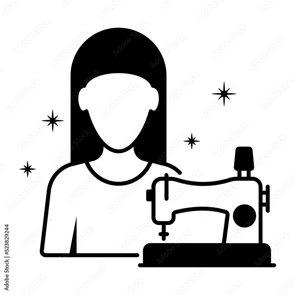 Fashionmonger with tailoring Machine Concept, mantua-makers with sewing ...