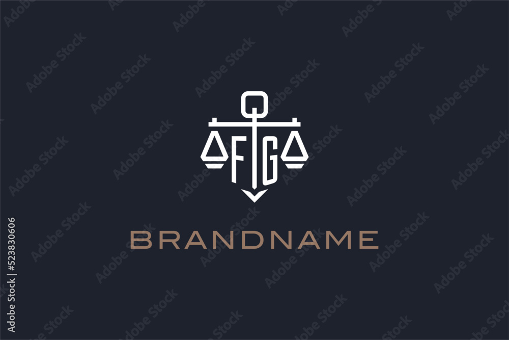 Initials FG logo for law firm with shield and scales of justice modern ...