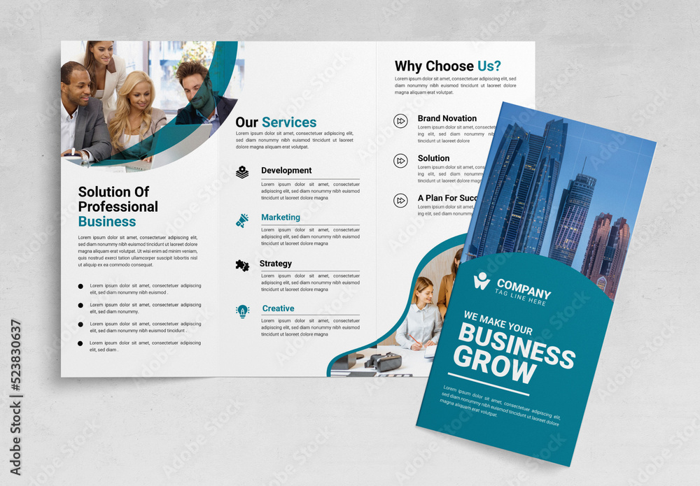 Trifold Brochure Layout with Tale Shades Accent Stock Template | Adobe ...