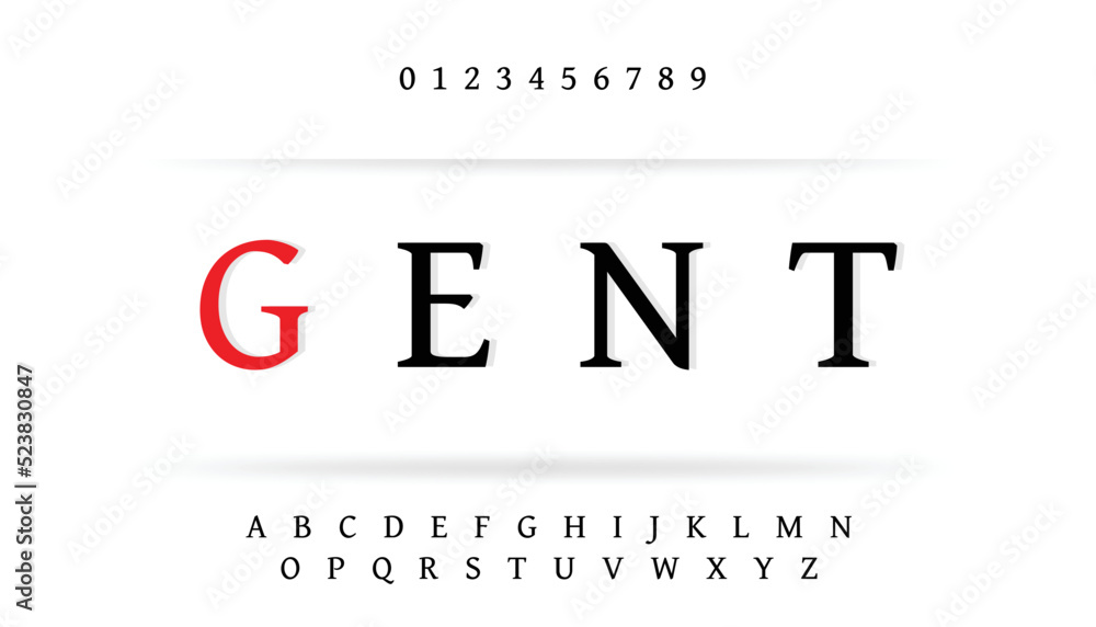 GENT Sports minimal tech font letter set. Luxury vector typeface for ...
