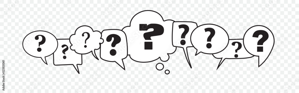 Speech Bubbles Question on transparent background Stock Vector | Adobe ...