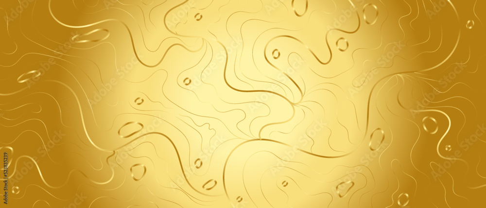 Golden wavy lines background. Abstract luxury golden wallpaper. Art ...