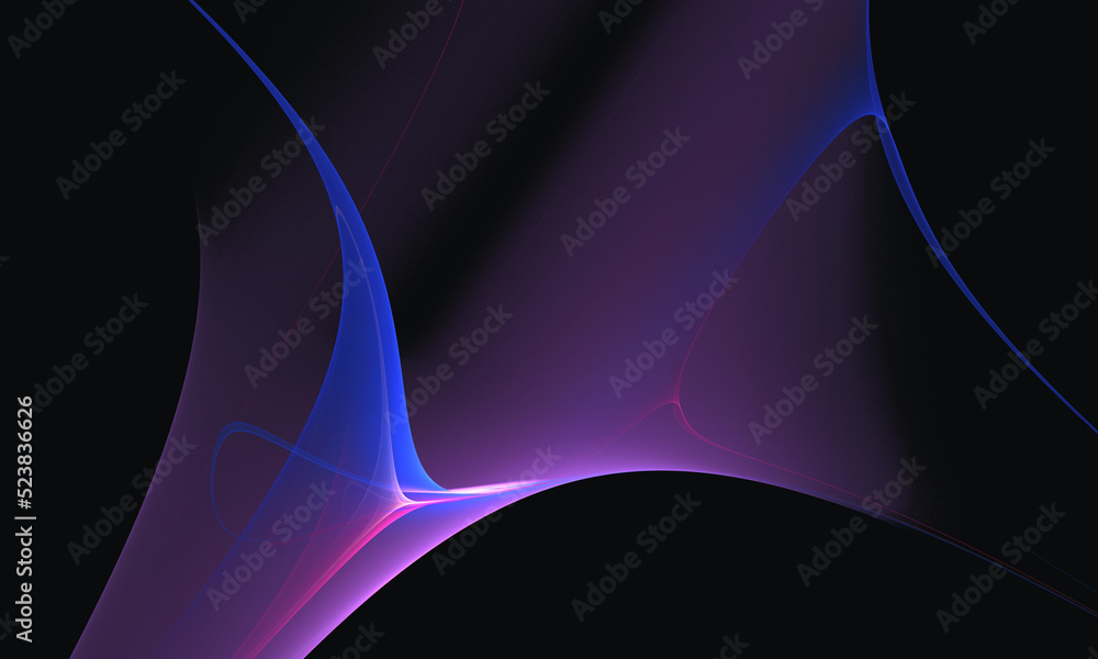 Digital blue `violet stretchy 3d veil ``in deep space. Dark wallpaper ...