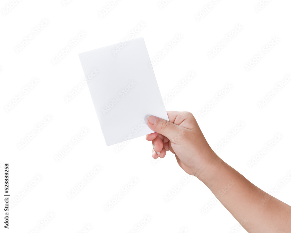 Hand holding white paper isolated on transparent background - PNG ...