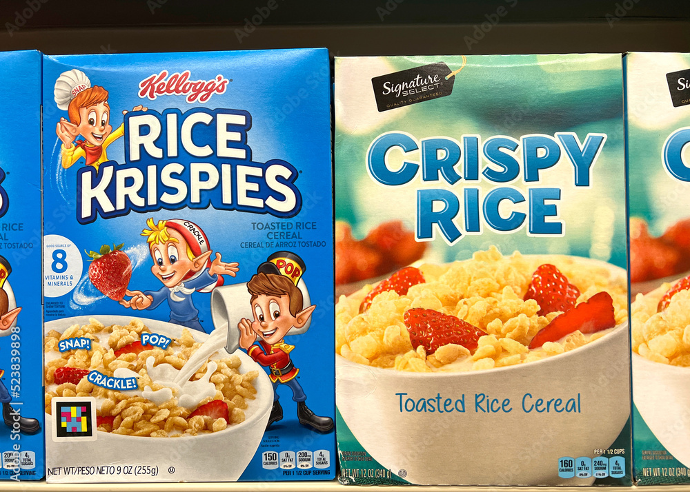 Alameda, CA - August 01, 2022: Grocery store shelf with boxes of ...