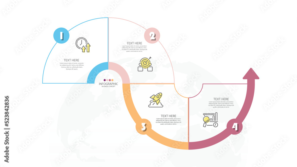 Basic circle infographic template with 4 steps, process or options ...