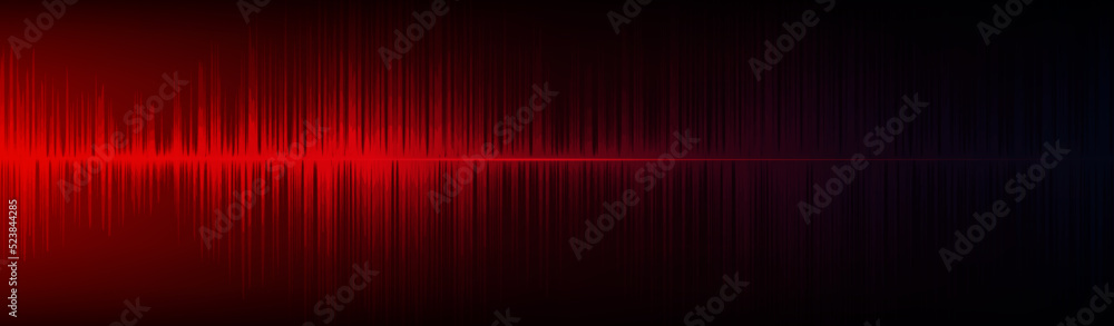 Panorama Black and Red Digital Sound Wave Background Stock Vector ...