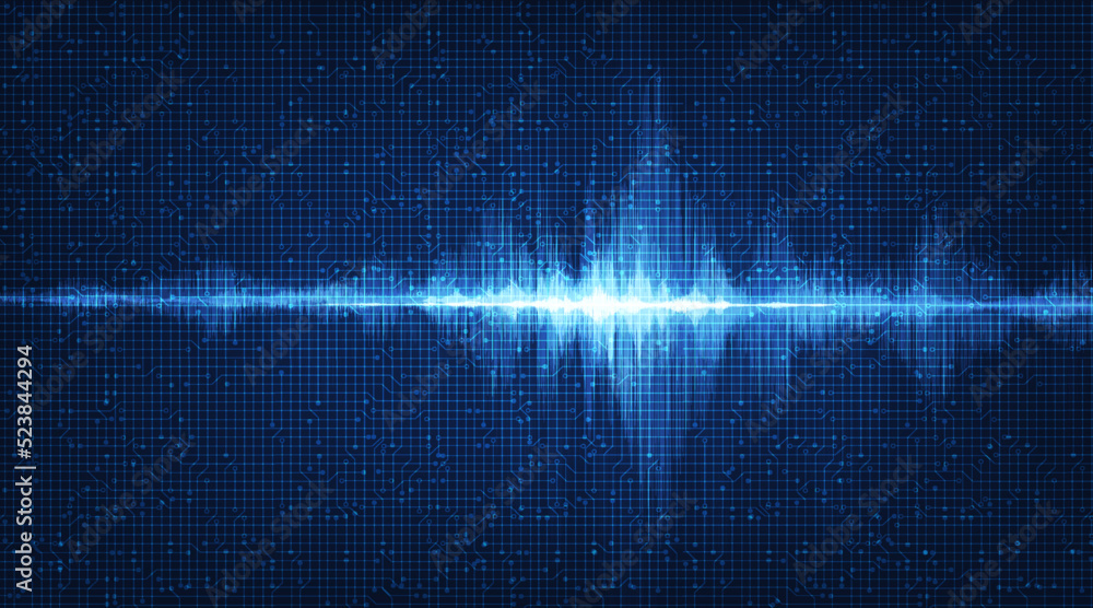 Digital Sound Wave on Dark Blue Background,technology and earthquake ...