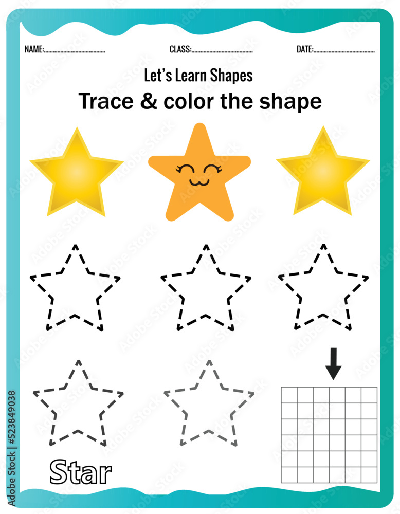 Learn shapes,Preschool or kindergarten worksheet for practicing motor ...